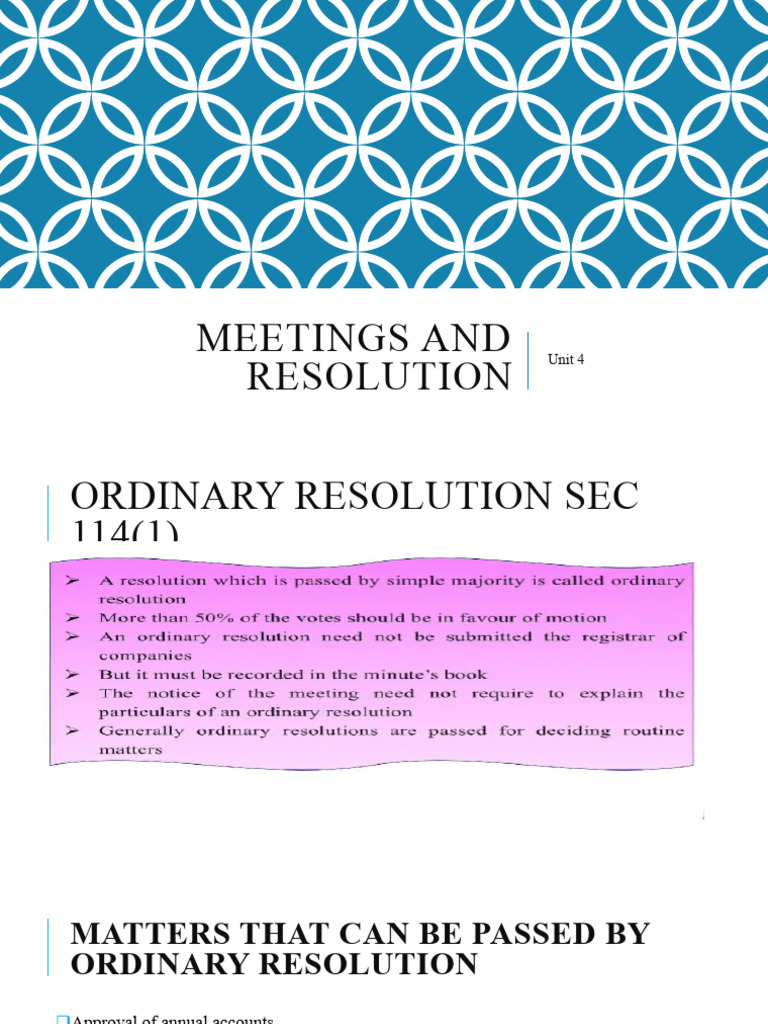 Meetings+and+Resolution | PDF | Securities (Finance) | Investments ...