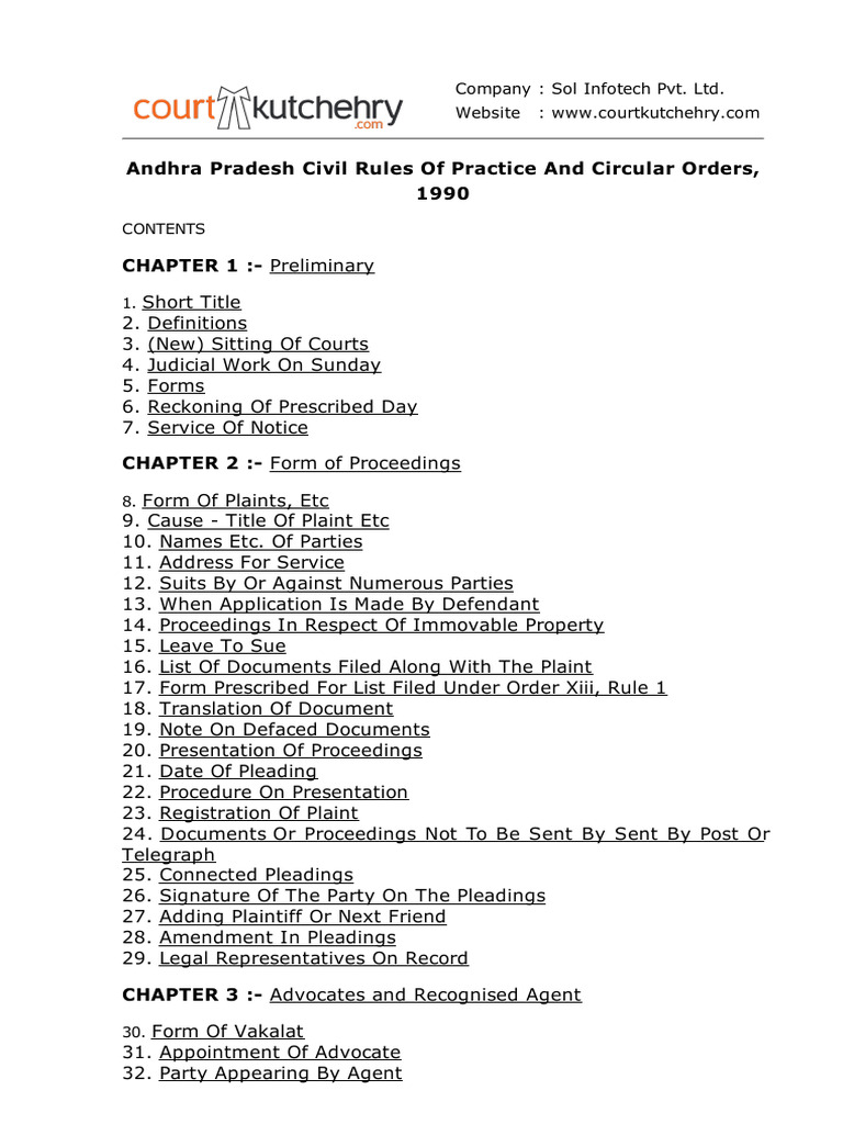 Andhra Pradesh Civil Rules of Practice and Circular Orders, 1990 | PDF | Affidavit | Lawsuit