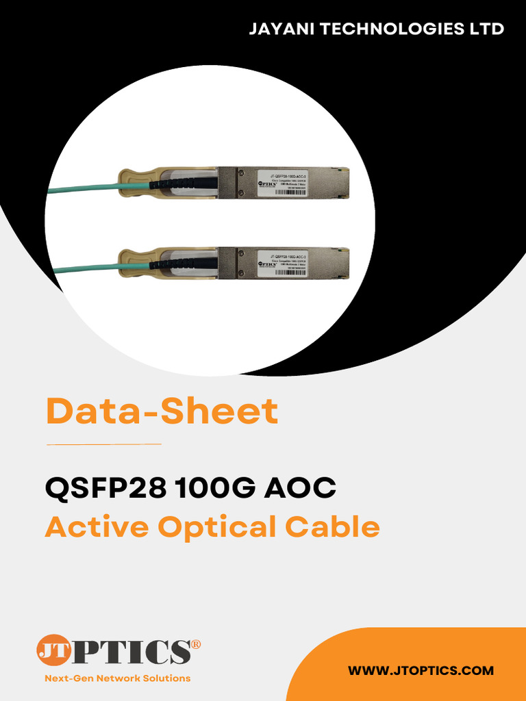 Jtoptics 100g Aoc Cable Data Sheet | PDF | Telecommunications Equipment ...