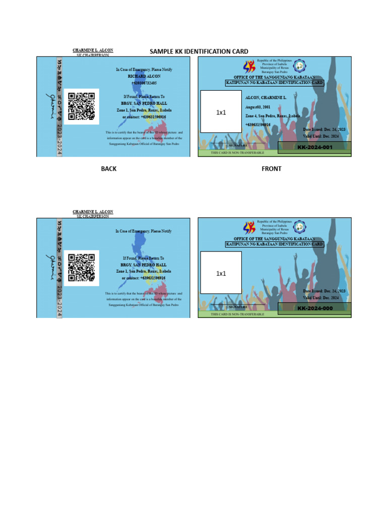 KK Identification Card Sample 2024 | PDF | Philippines | Applications ...