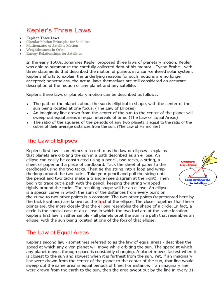 Kepler Laws of Planetary Motion | PDF | Orbit | Planets