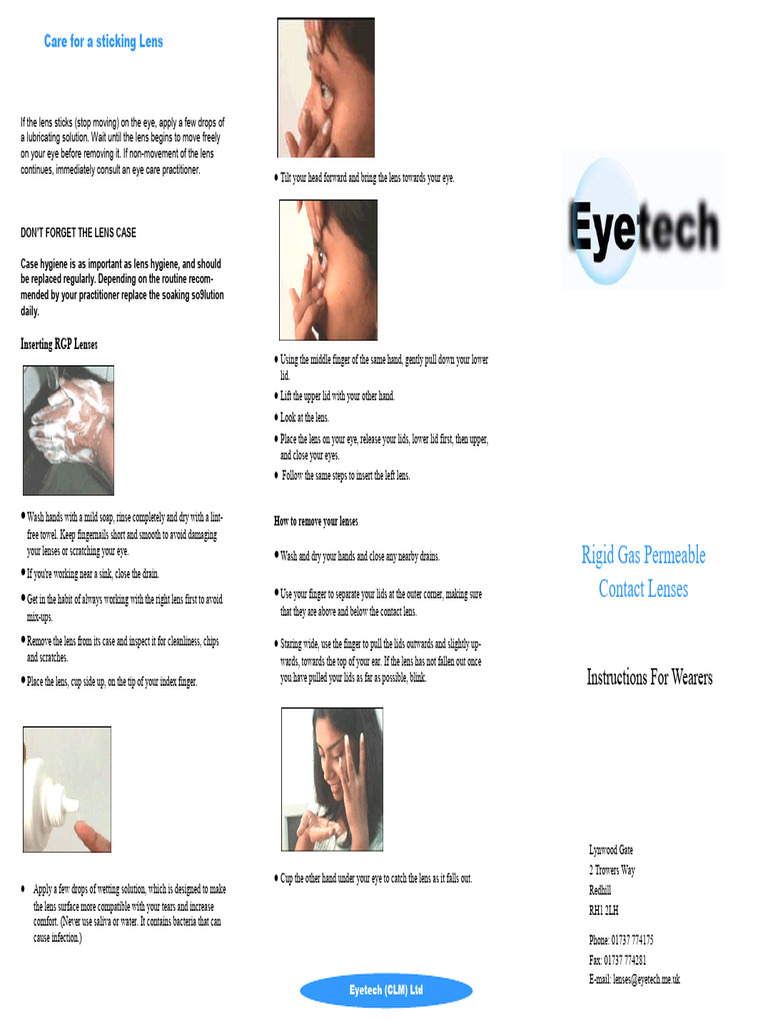 RCL Handling Instructions | PDF | Contact Lens | Medical Specialties