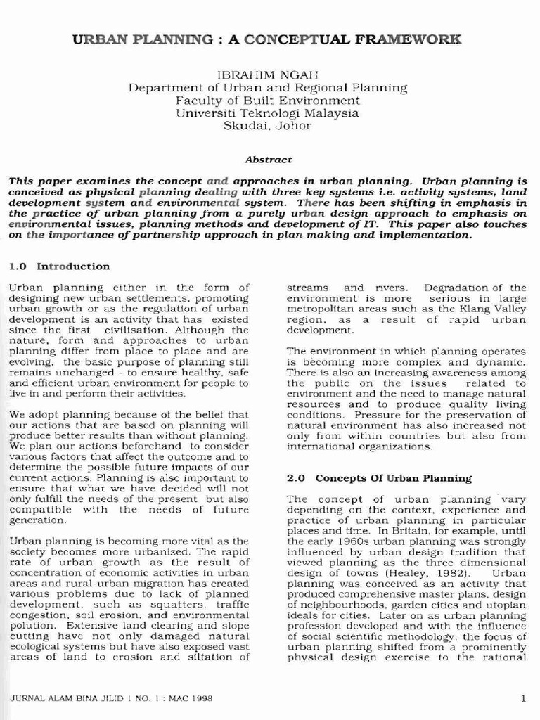 IbrahimNgah1998 UrbanPlanningAConceptualFramework. | PDF | Urban ...