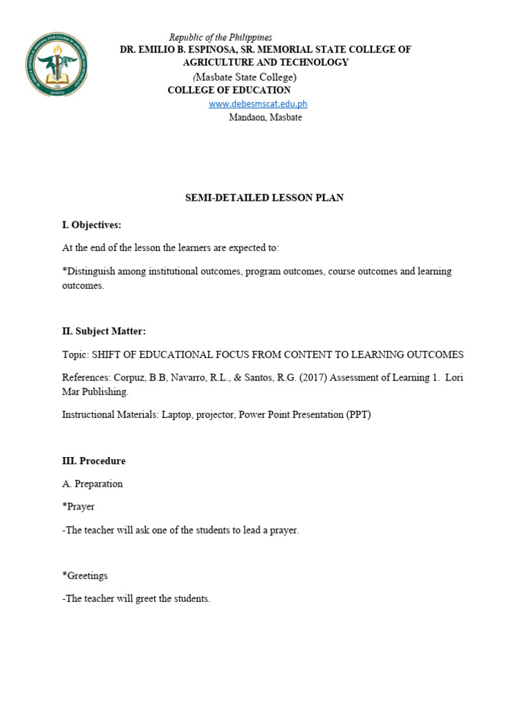 SEMI-DETAILED-LESSON-PLAN_GROUP-1 | PDF | Education Theory | Human Communication