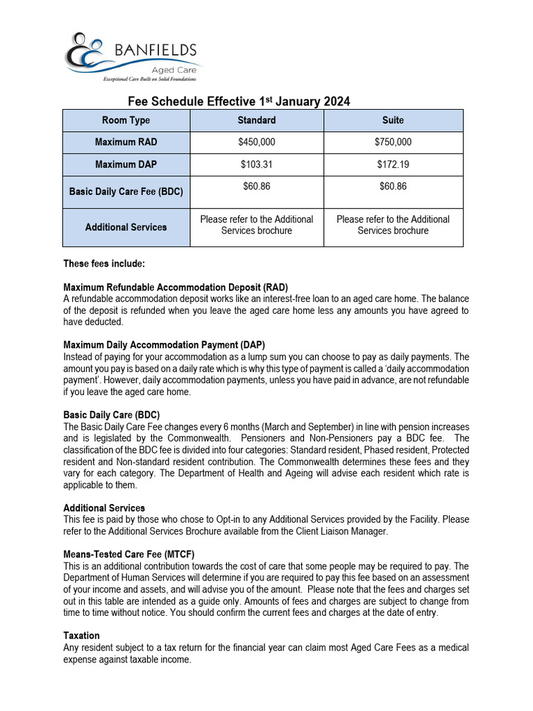 BAC Fee Schedule 1st January 2024 | PDF | Fee | Taxes