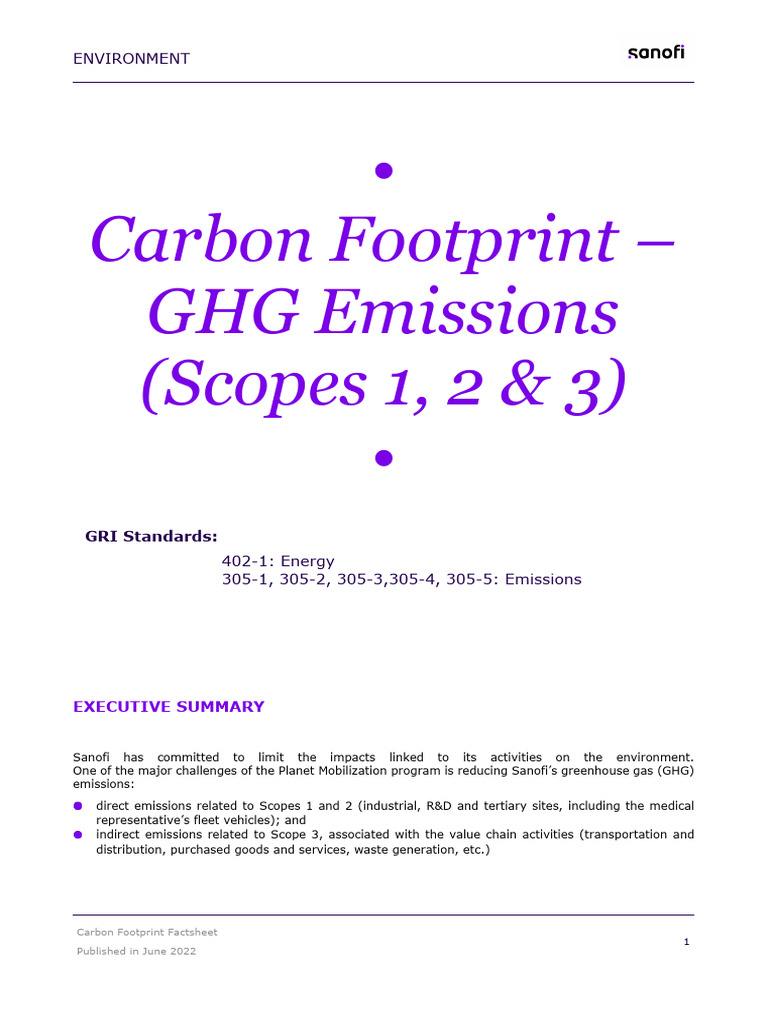 Sanofi's Carbon Footprint Strategy | PDF | Carbon Footprint | Green ...