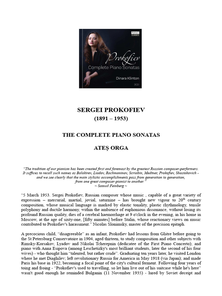 Prokofiev Complete Piano Sonatas | PDF | Opus Number | Music