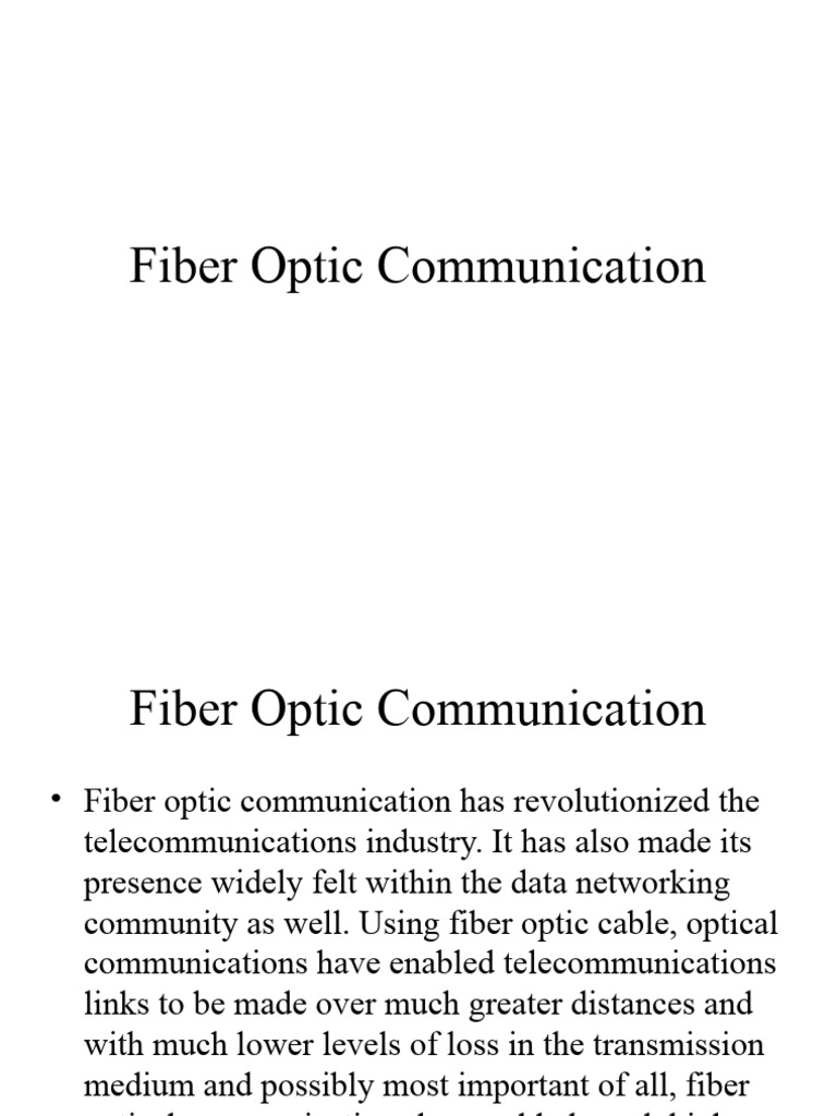 Fiber Optic Communication Overview | PDF | Optical Fiber | Fiber Optic ...