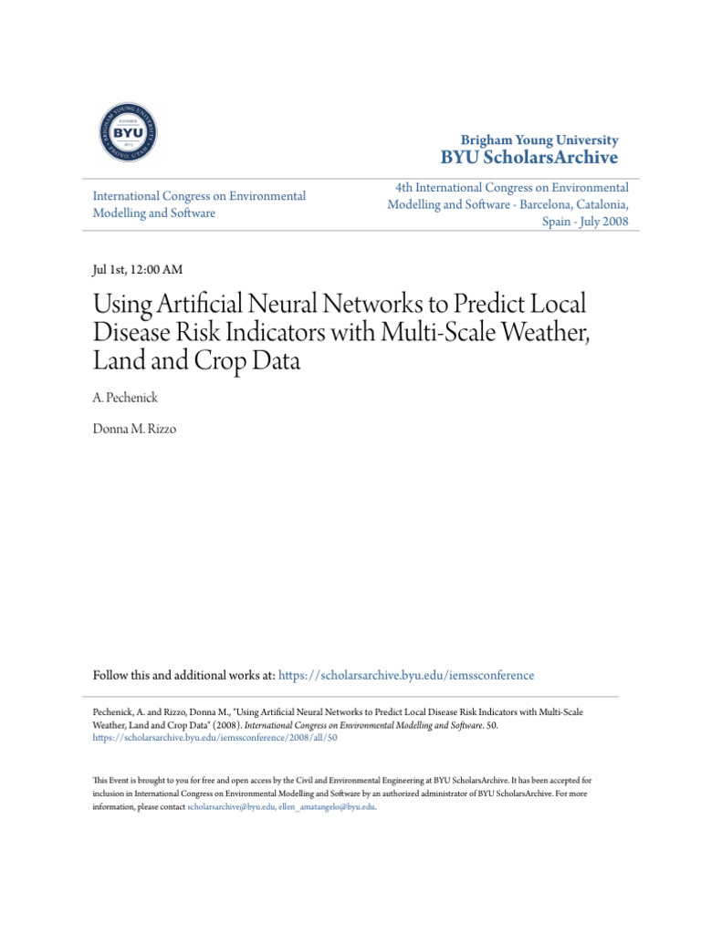 Using Artificial Neural Networks To Predict Local Disease Risk in | Download Free PDF ...