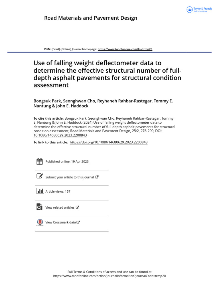 Use of Falling Weight Deflectometer Data To Determine The Effective Structural Number of Full ...