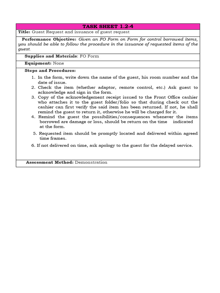 CBLM Task Sheet Template | PDF