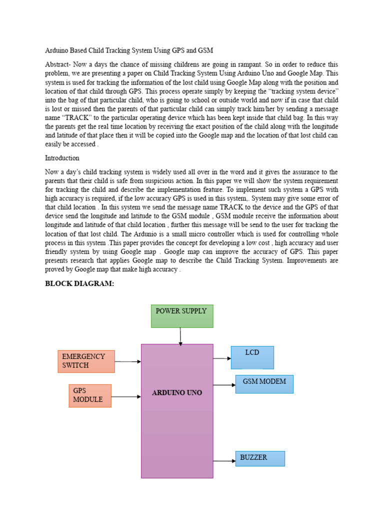Arduino Based Child Tracking System Using GPS and GSM SCHOOL | PDF ...