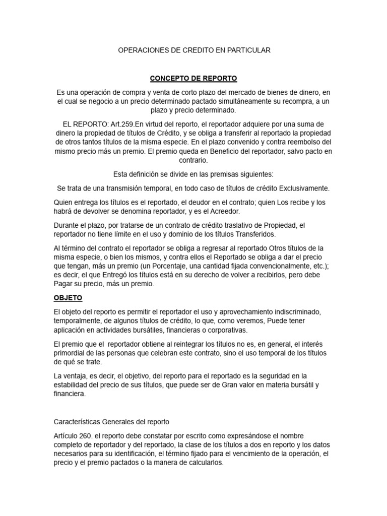 Guía de Operaciones de Reporto | PDF | Bancos | Interés