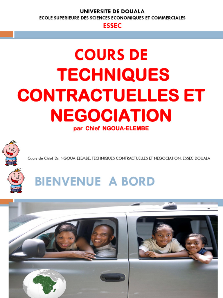 Cours de TECHNIQUES CONTRACTUELLES ET NEGOCIATION MBA 2 ESSEC DOUALA Mai 2021 | PDF ...