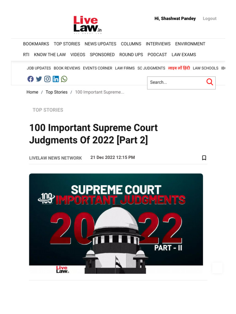 100 Important Supreme Court Judgments of 2022 (Part 2) | PDF | Supreme Court Of The United ...