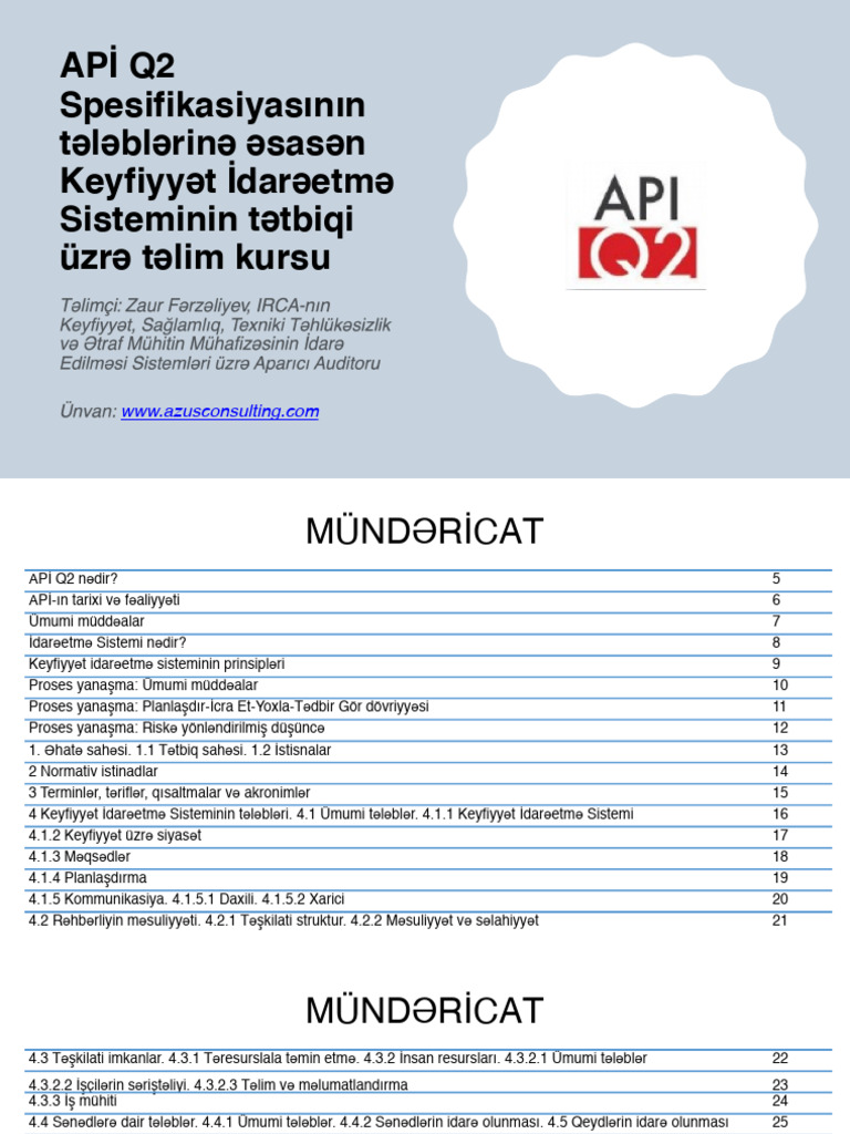API Spec Q2 Təlim | PDF