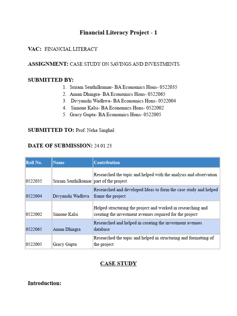 Financial Literacy Case Study: Joey's Journey | PDF | Investment Fund ...
