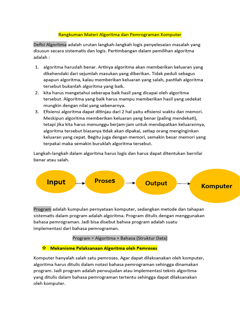 Rangkuman Materi Algoritma Dan Pemrograman Komputer | PDF | Bisnis ...