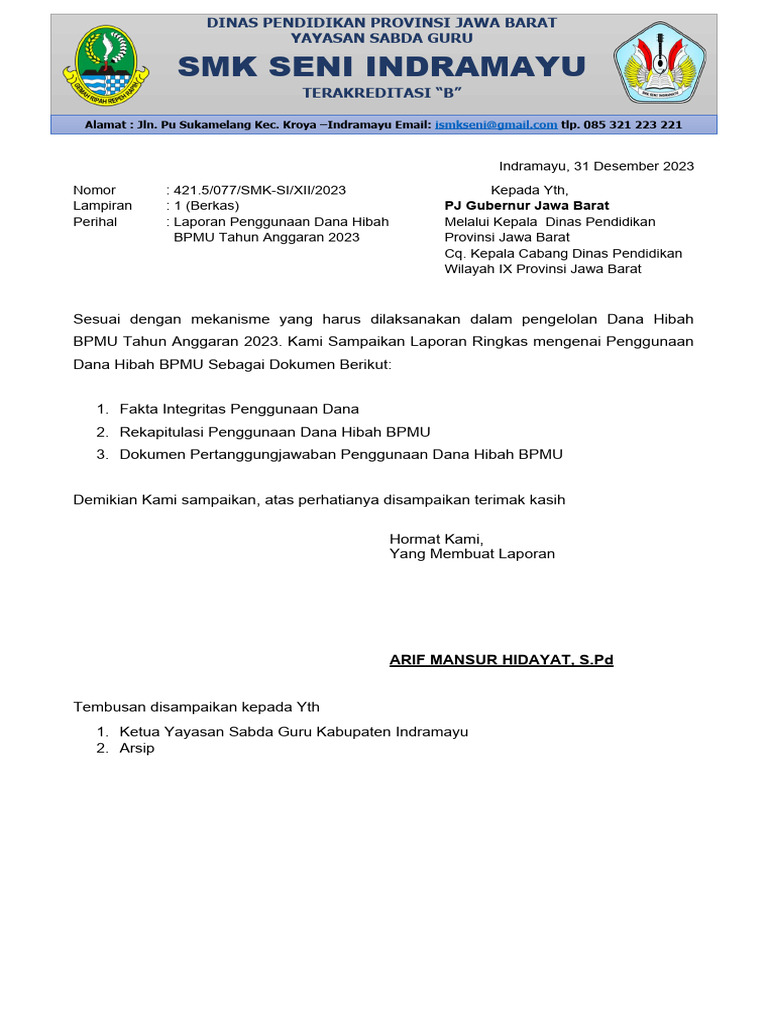 Surat SPJ BPMU-1 | PDF