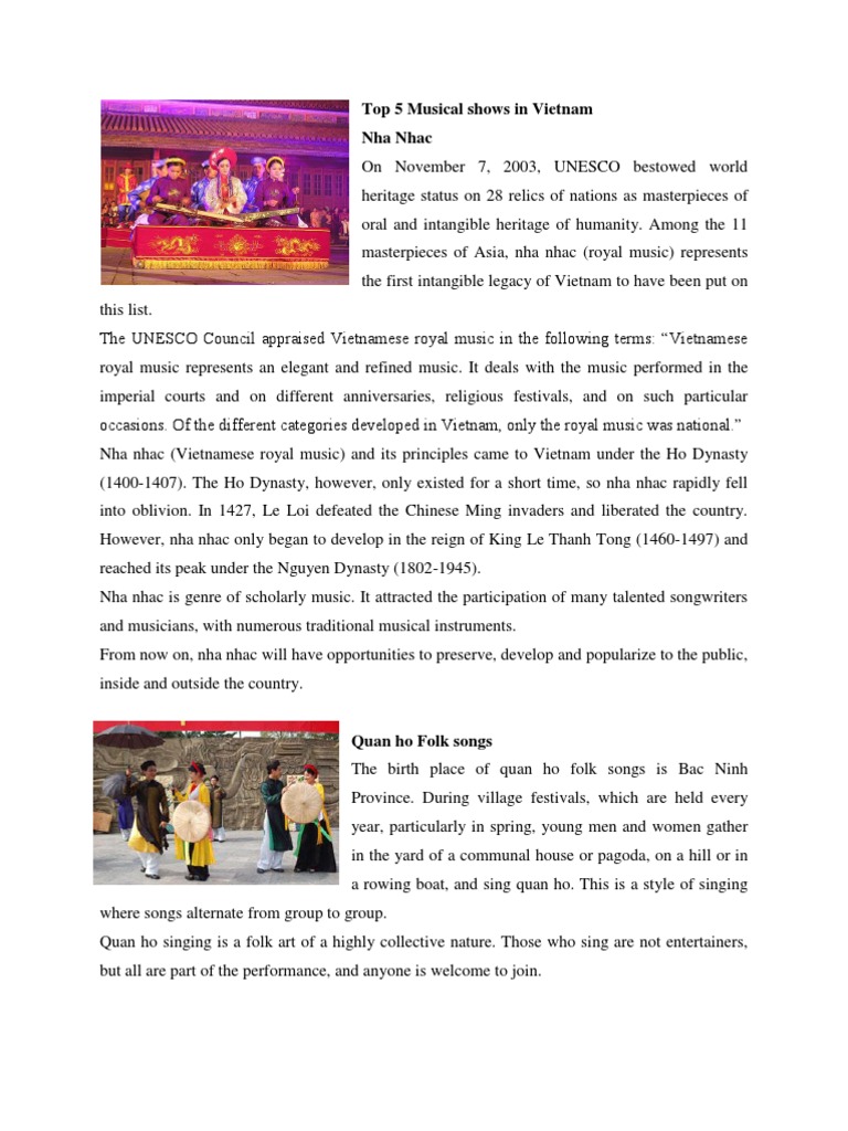 Top 5 Traditional Musical Shows in Vietnam | PDF | Social Science