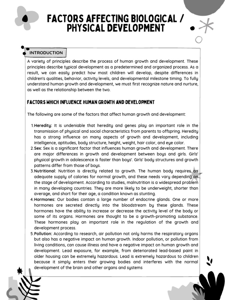 Factors Affecting BiologicalPhysical Development | PDF | Air Pollution ...