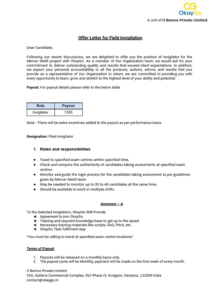 OkayGo Service Agreement - Mettl Invigilation (Direct Hire Version ...