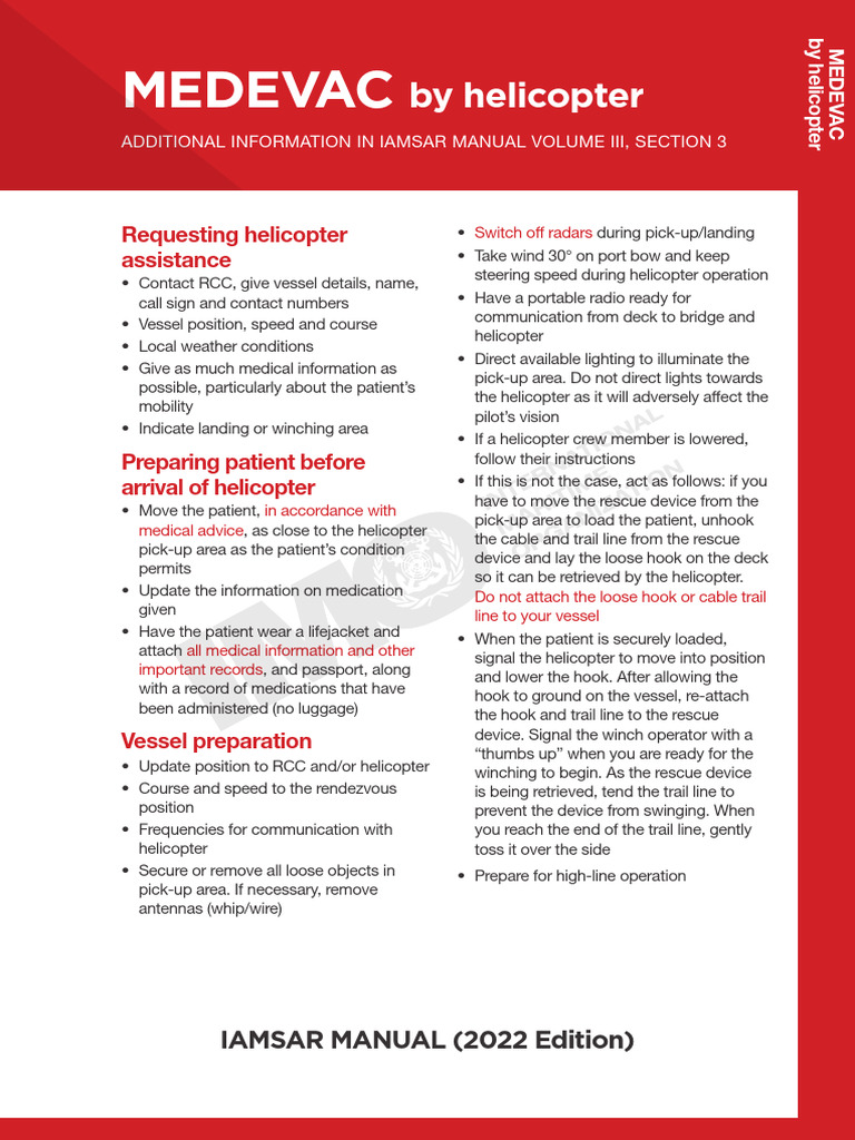 Helicopter MEDEVAC Procedures in IAMSAR | PDF | Search And Rescue
