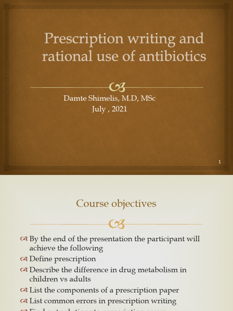 Prescription Writing | PDF | Medical Prescription | Infection