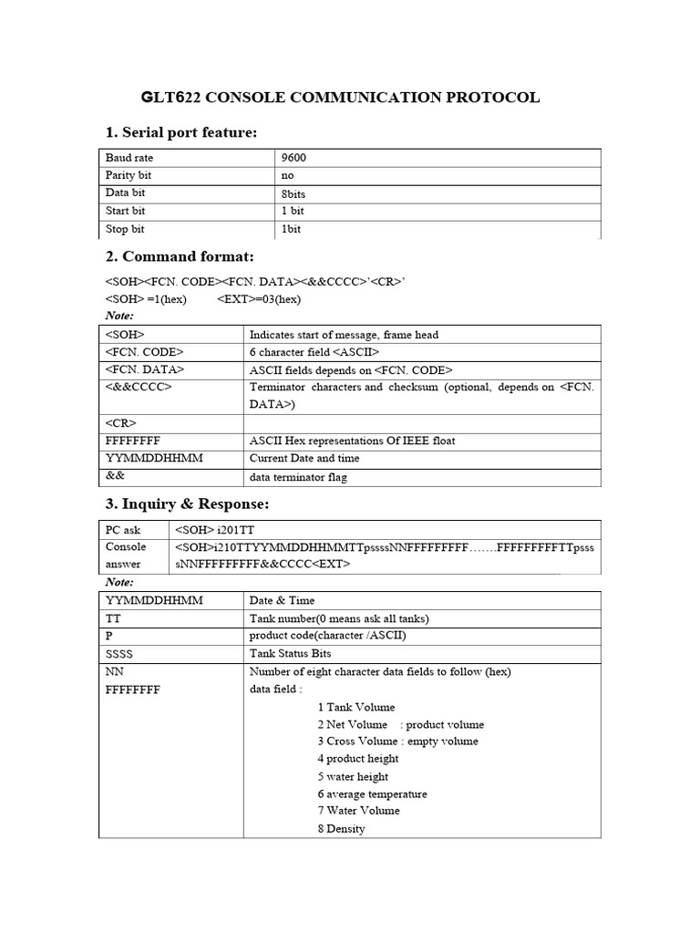 GLT622 Protocol | PDF