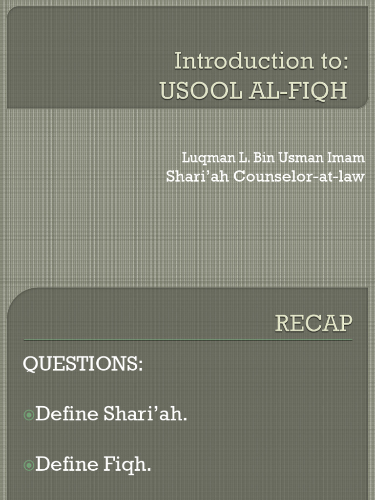 Understanding Usool al-Fiqh Basics | PDF | Sharia | Islamic Philosophy