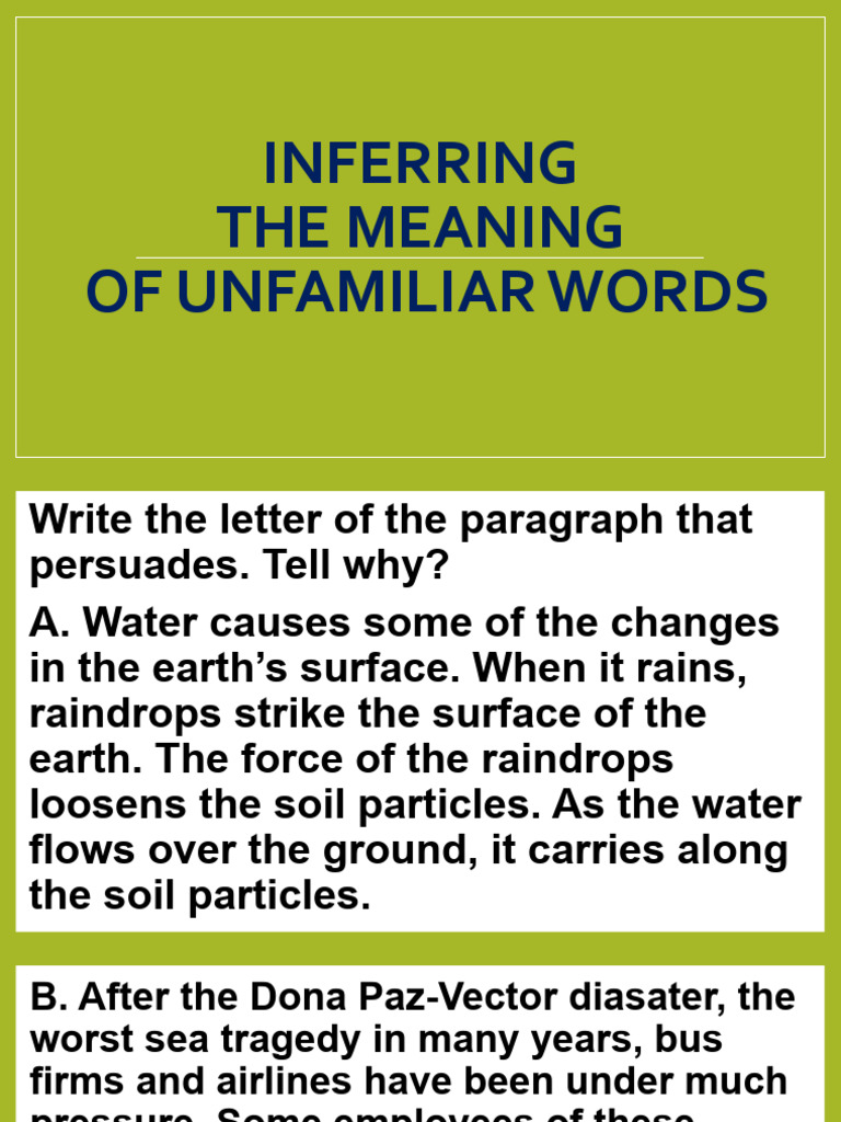Inferring The Meaning of Unfamiliar Words | PDF | Water | Heart