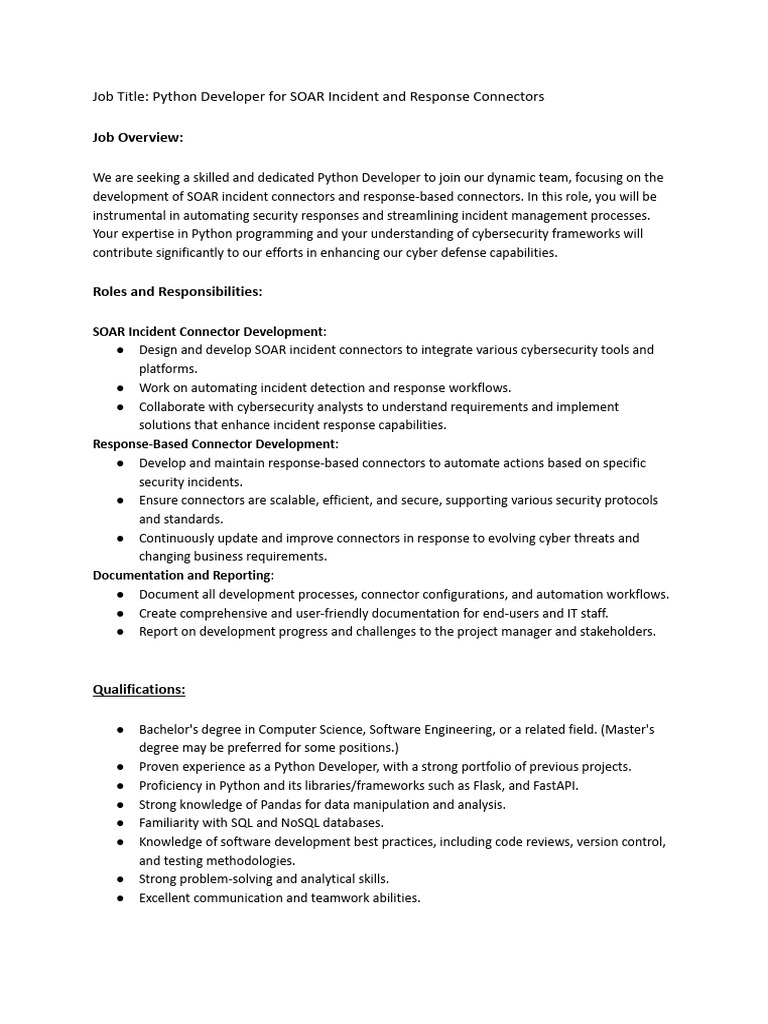 JD - Python Developer Intern - Freshers | PDF | Security | Computer Security