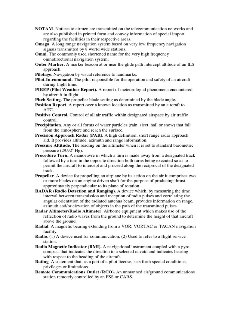Aviation Navigation and Communication Terms | PDF | Radio | Radar