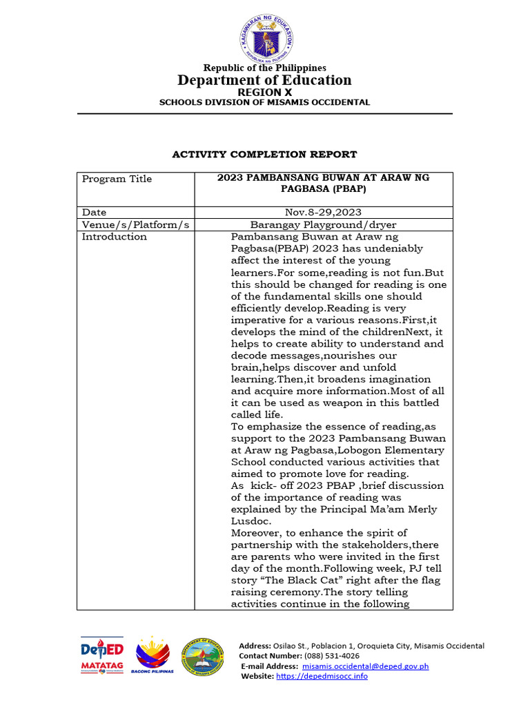 2023 PBAP Activity Report | PDF | Learning | Behavior Modification