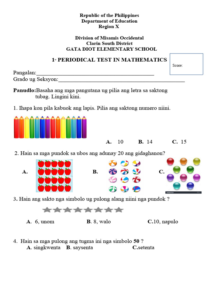 Math 1ST Periodical Exam | PDF