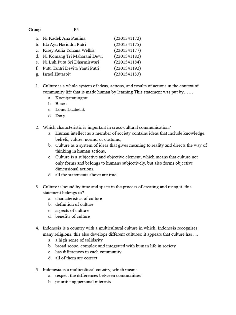 50 Question About Cross Culture | PDF | Conflict (Process) | Mediation