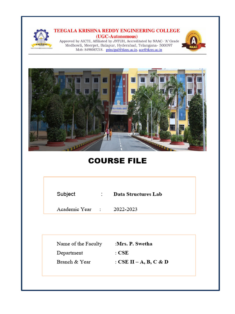 Data Structures lab course handout | PDF | Engineering | Analysis