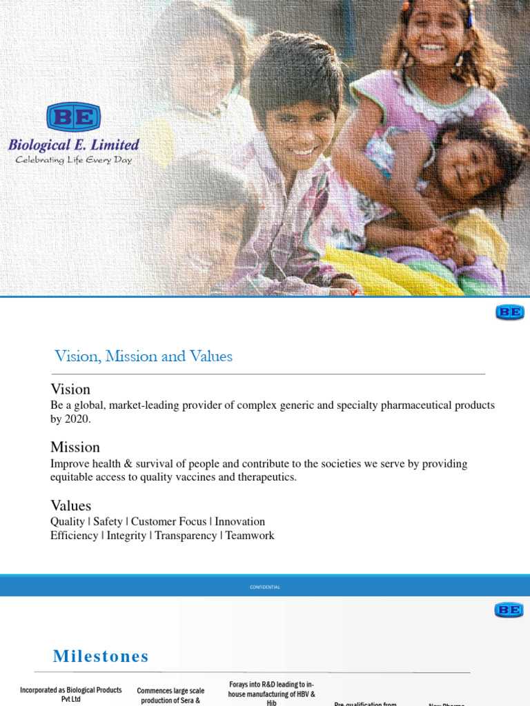 Biological E Limited: Vision and Milestones | PDF | Vaccines ...