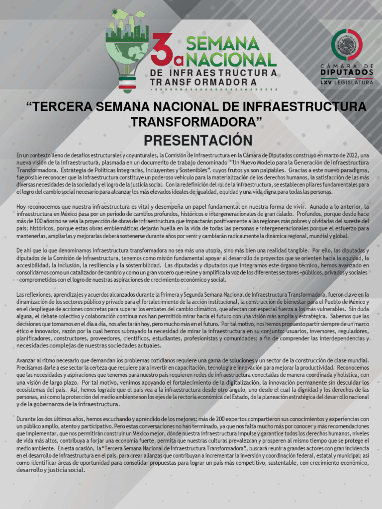 Programa Final Tercera Semana Nacional de Infraestructura | PDF | Infraestructura | México