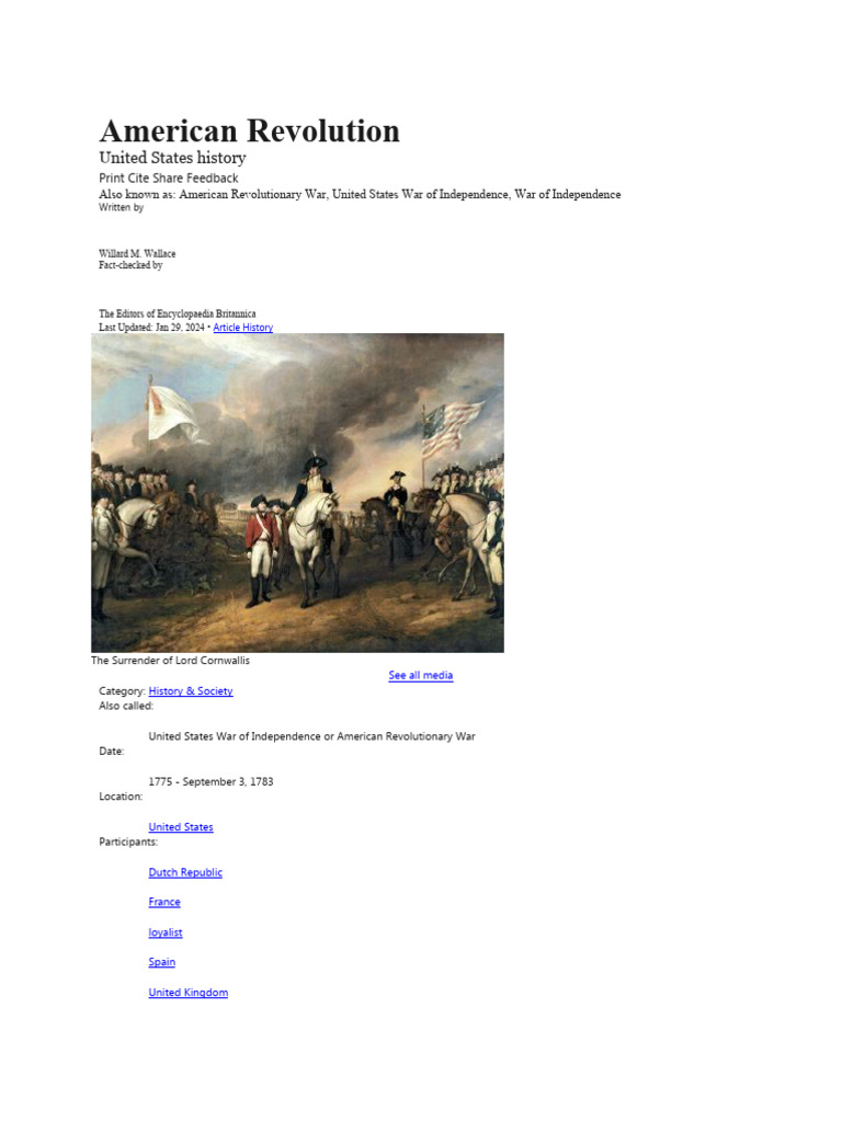 American Revolution | PDF | Siege Of Yorktown | American Revolutionary War