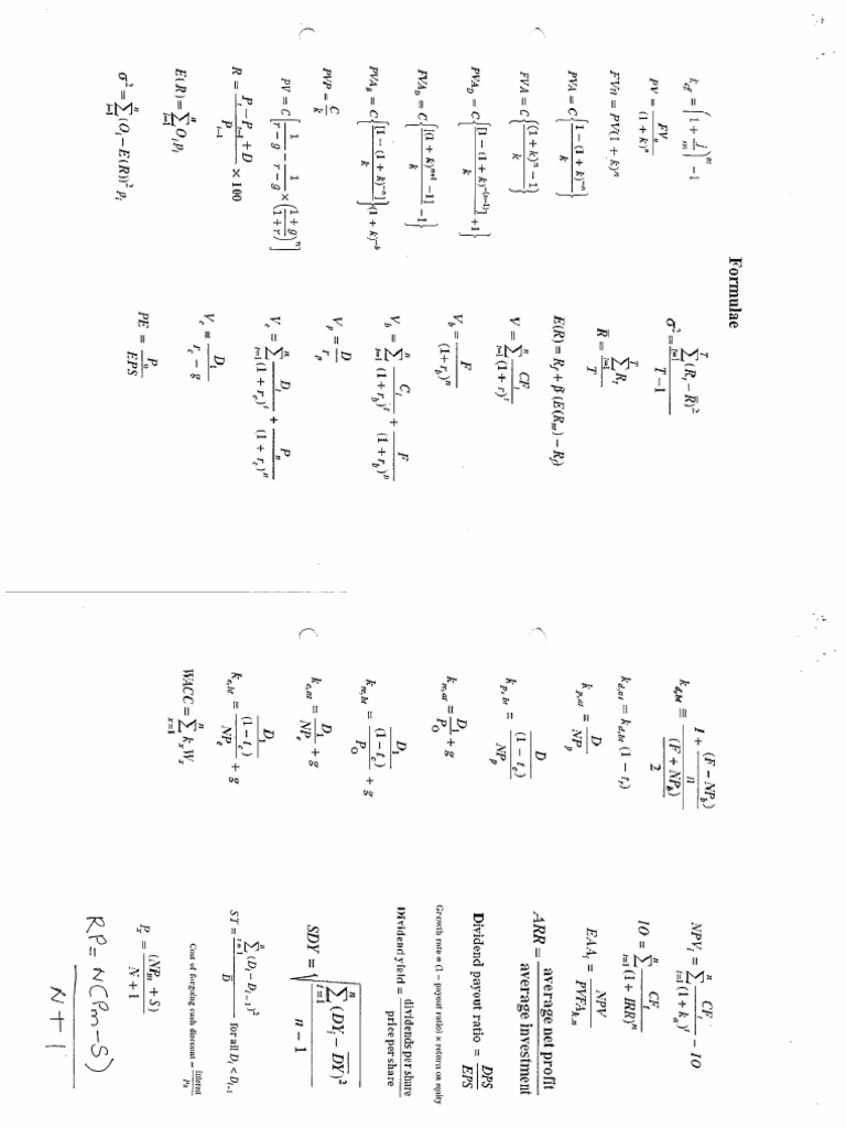 Appendix Table and Formulae | PDF