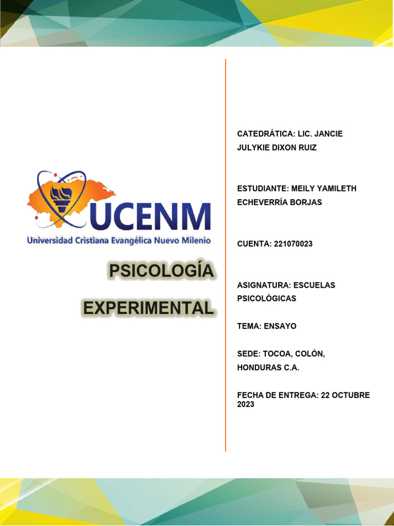 Ensayo Esc. Psicologicas | PDF | Sicología | Experimentar Ensayo Esc. Psicologicas | PDF | Sicología | Experimentar