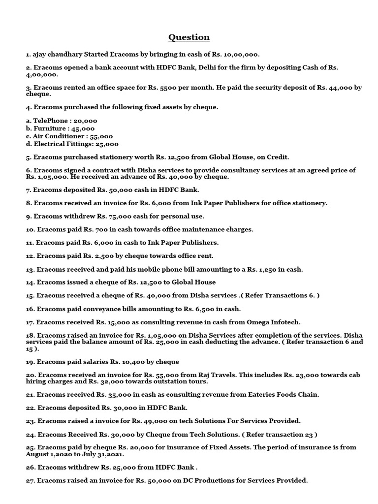 Question of First Book | PDF | Cheque | Cash