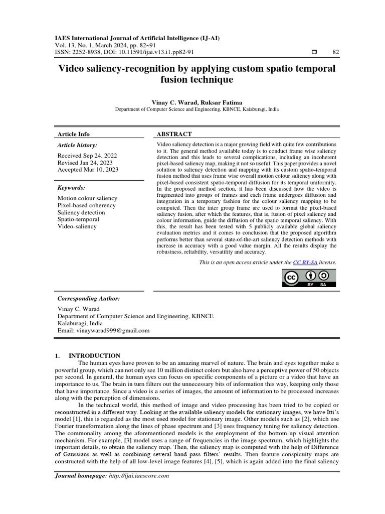 Video Saliency-Recognition by Applying Custom Spatio Temporal Fusion Technique | PDF | Image ...