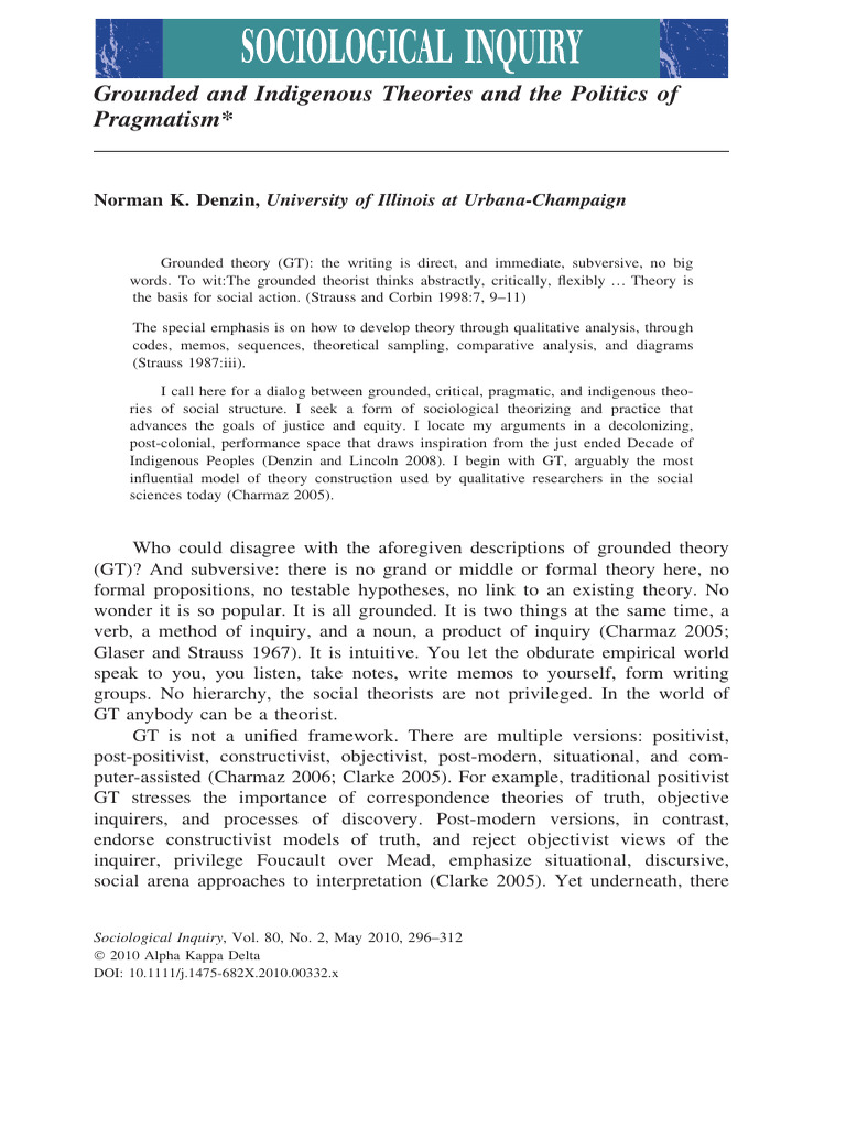 Denzin Grounded Theory Outline | PDF | Pragmatism | Theory