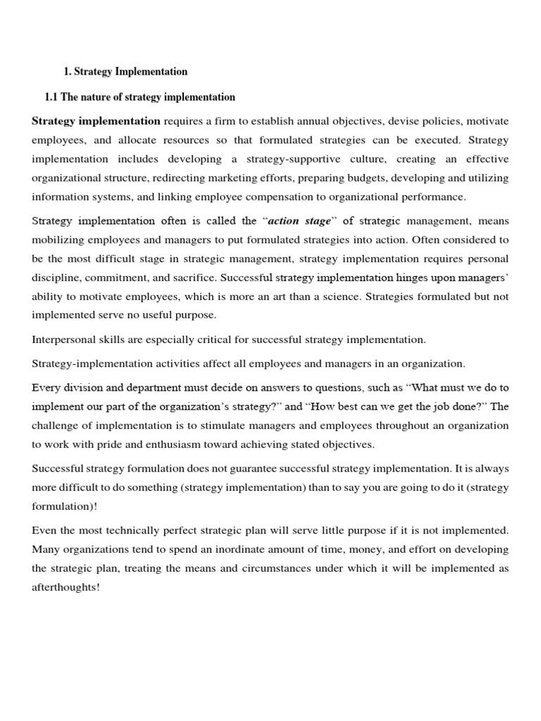 Strategy Implementation | PDF | Strategic Management | Policy