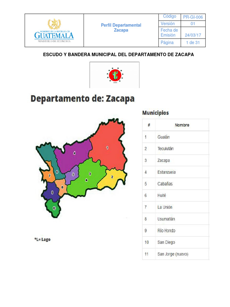 Mapa y Perfil del Municipio de Zacapa | PDF