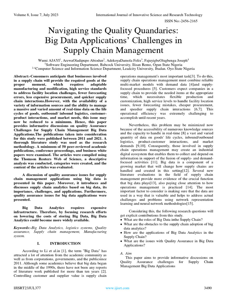 Navigating The Quality Quandaries: Big Data Applications' Challenges in ...