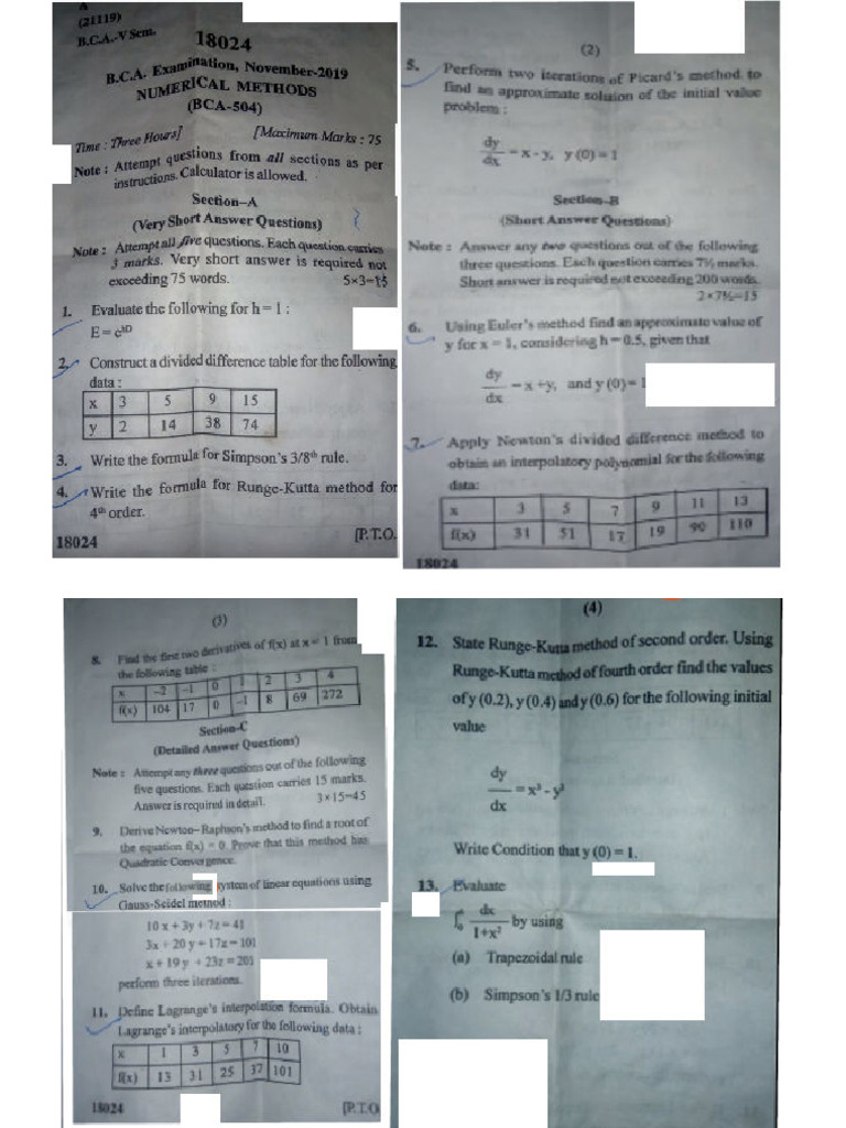 Bca 5 Sem Numerical Methods 18024 Nov 2019 | PDF