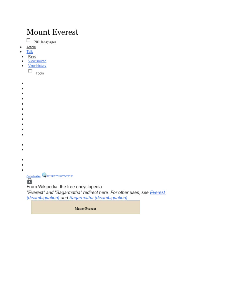 Mount Everest | PDF | Mount Everest | Mountains